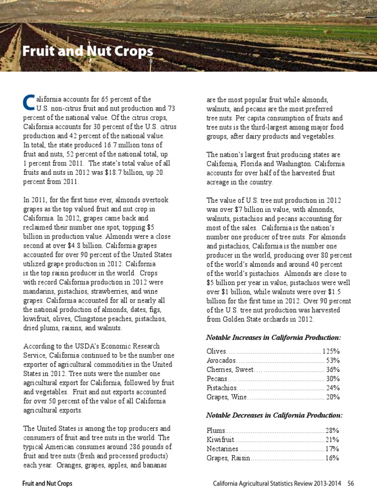 California Fruit & Nut Production 2013 | PDF | Fruit | Domesticated Plants