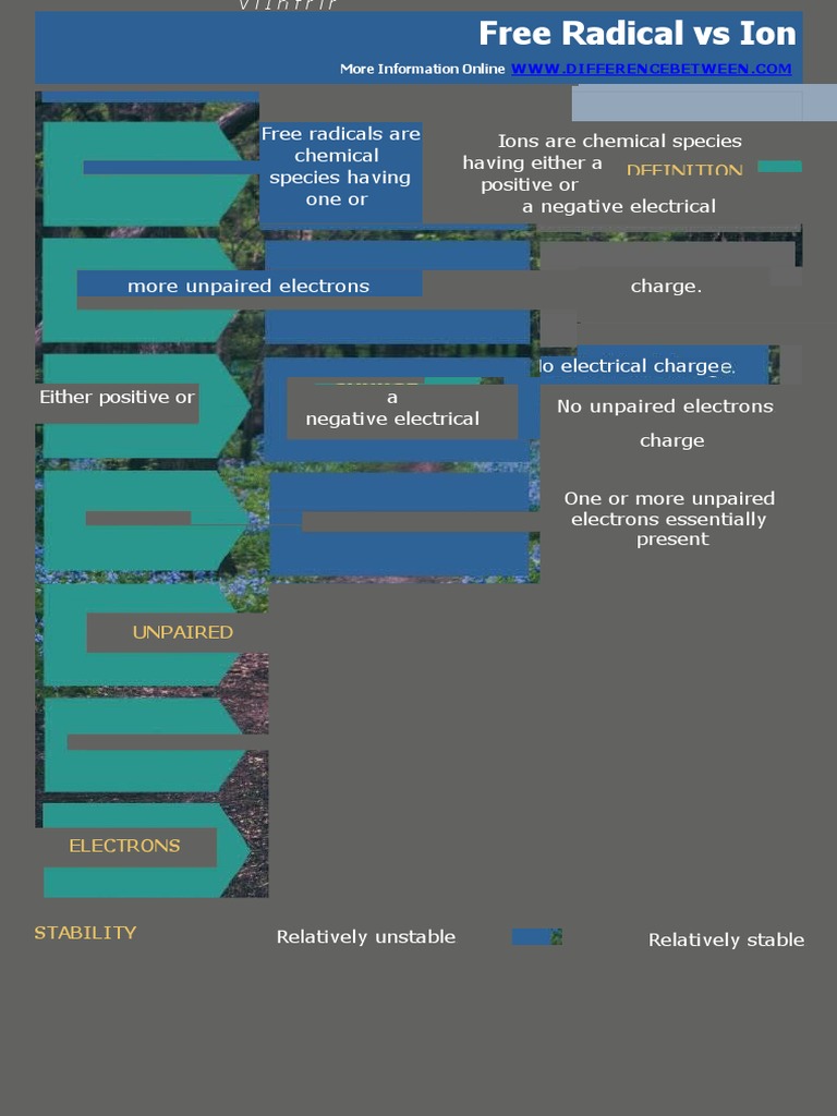 Difference Between Free Radical and Ion Tabular Form | PDF | Ion | Redox