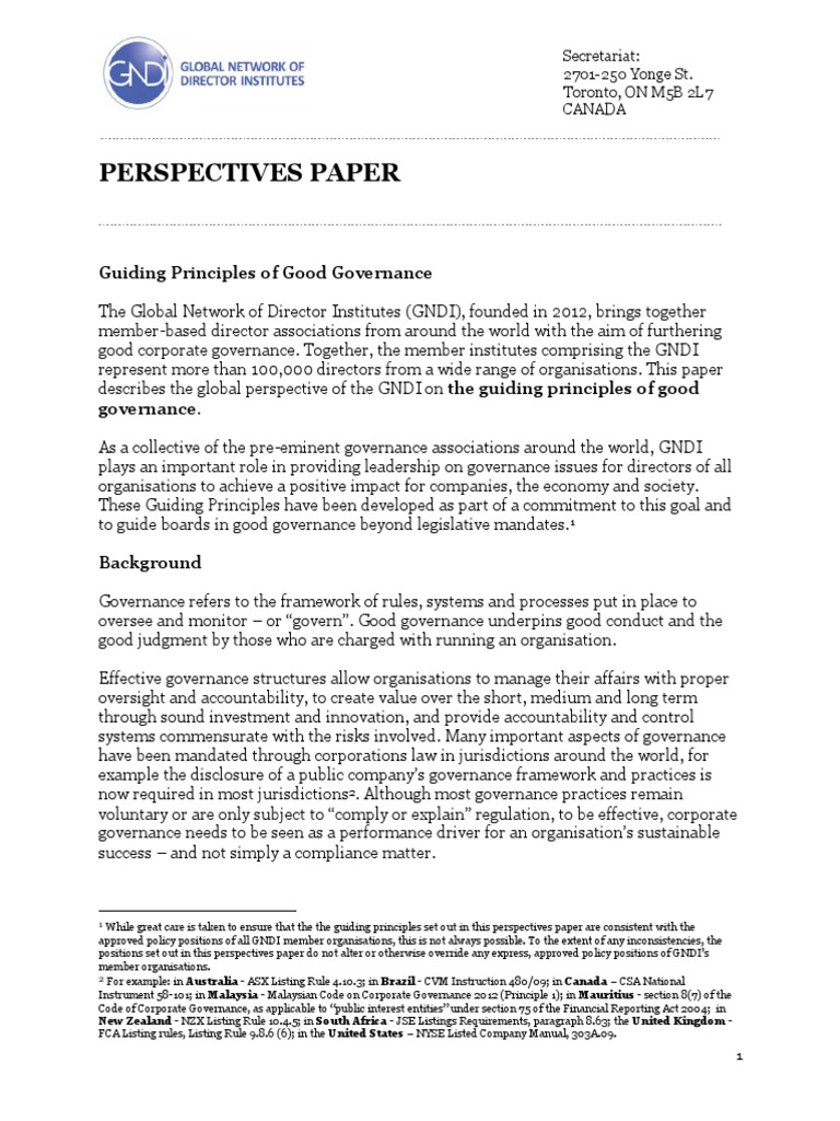 2015 May 6 Guiding Principles of Good Governance | PDF | Governance ...