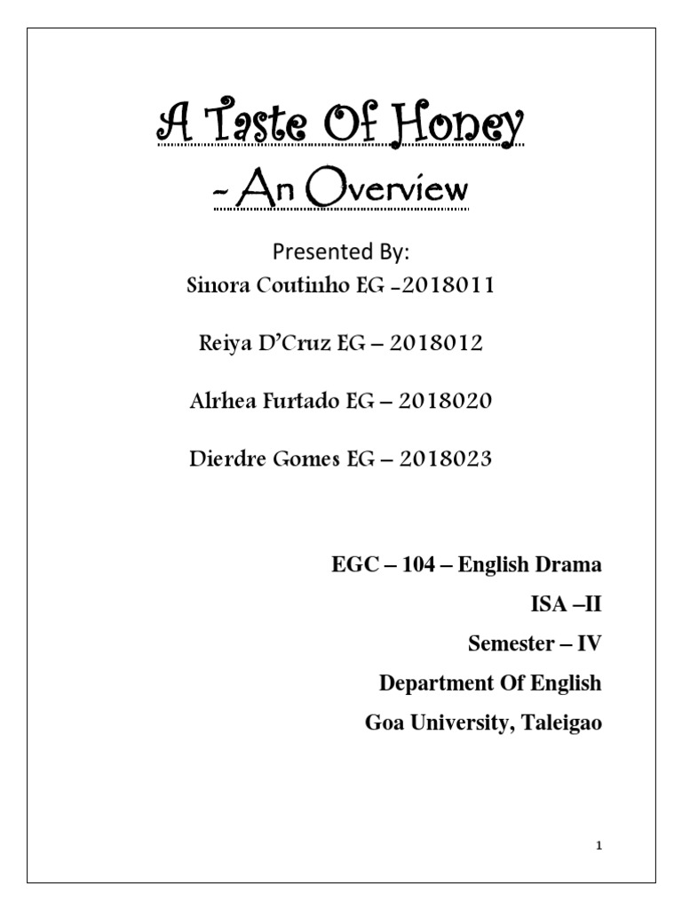 A Taste of Honey Upload | PDF