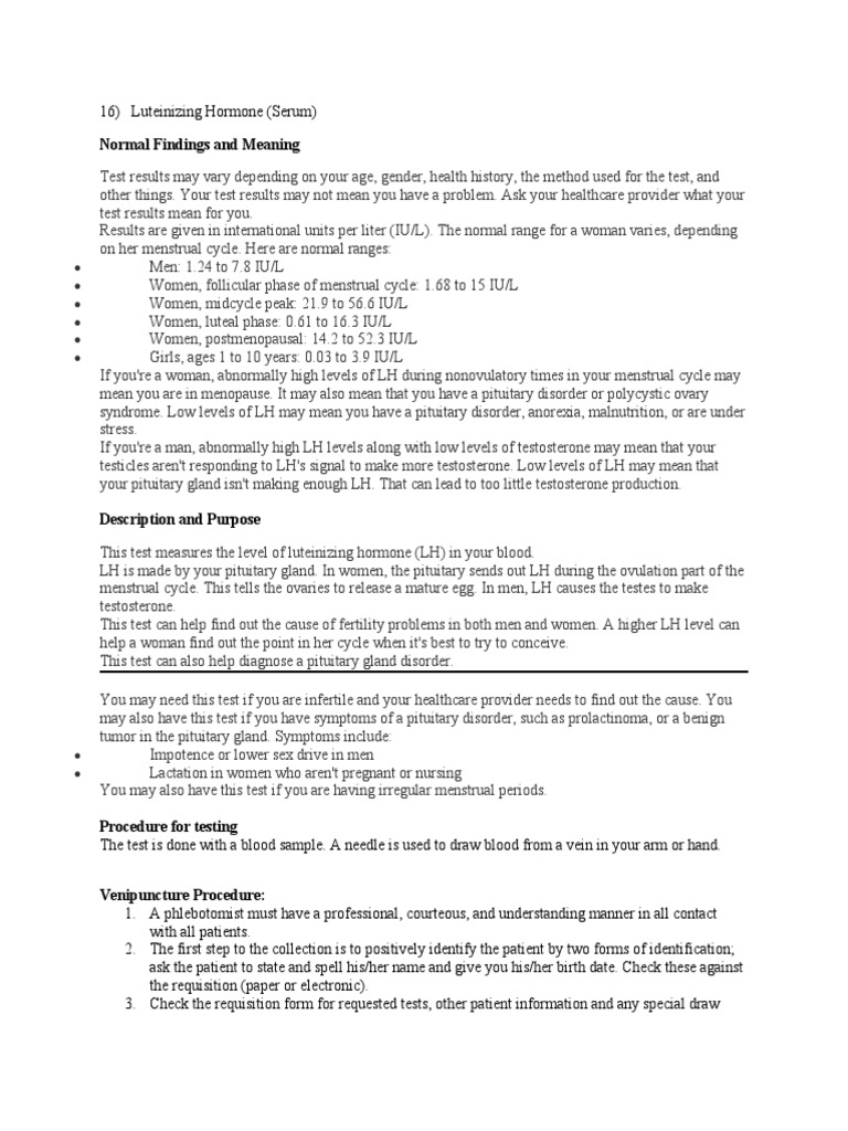 Normal Findings and Meaning | PDF | Luteinizing Hormone | Menstrual Cycle