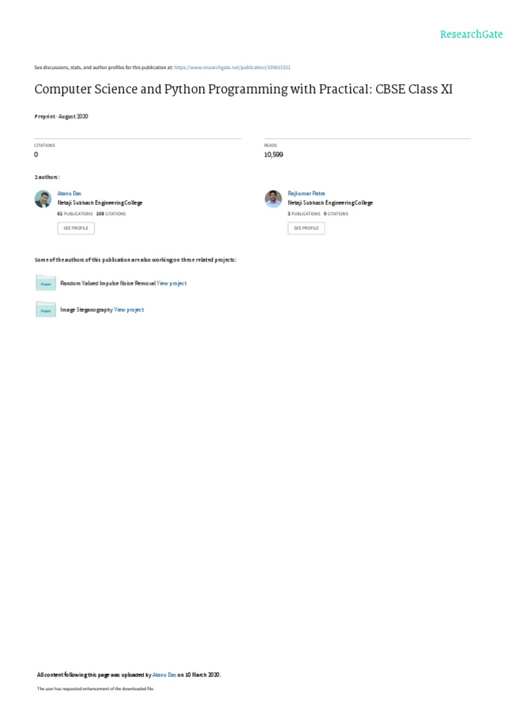 Computer Science And Python Programming With Practical Cbse Class Xi Pdf Sql Databases