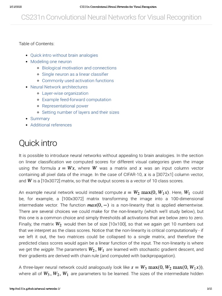 CS231n Convolutional Neural Networks For Visual Recognition 2 | PDF ...
