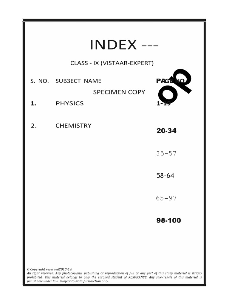 Resonance Class 9 Ijso Study Material | PDF | Friction | Force