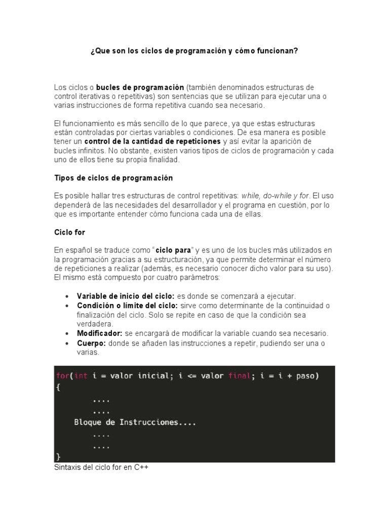 Que Son Los Ciclos de Programación y Cómo Funcionan | PDF ...