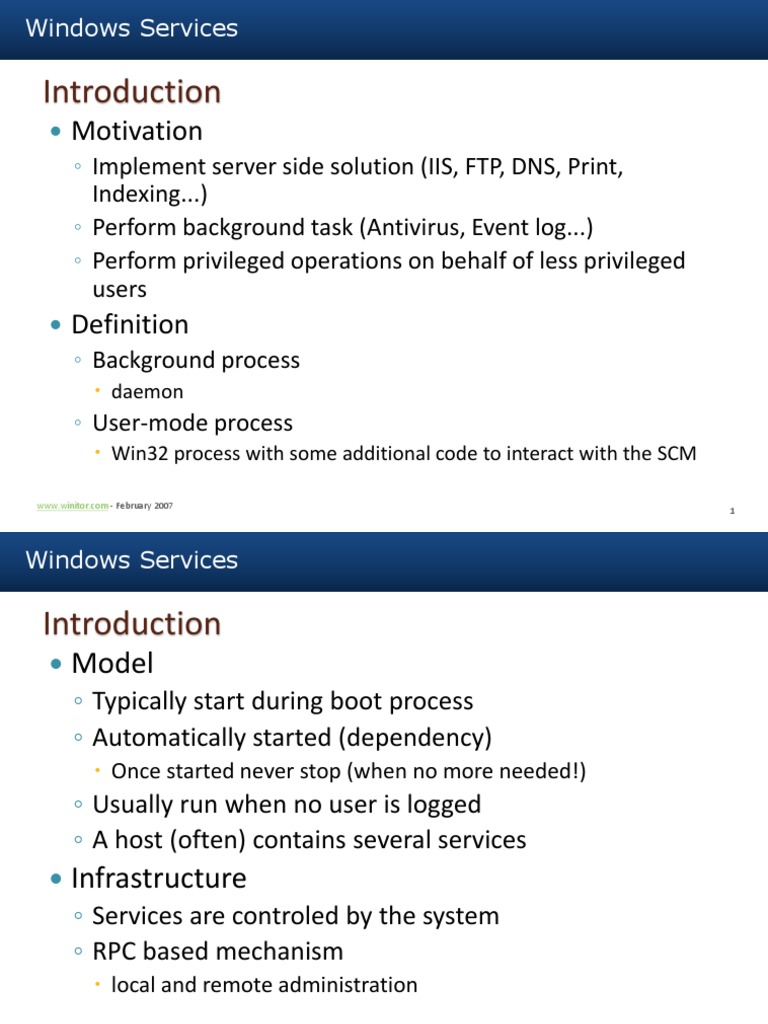 Motivation Daemon Win32 Process With Some Additional Code To Interact With The Scm Pdf