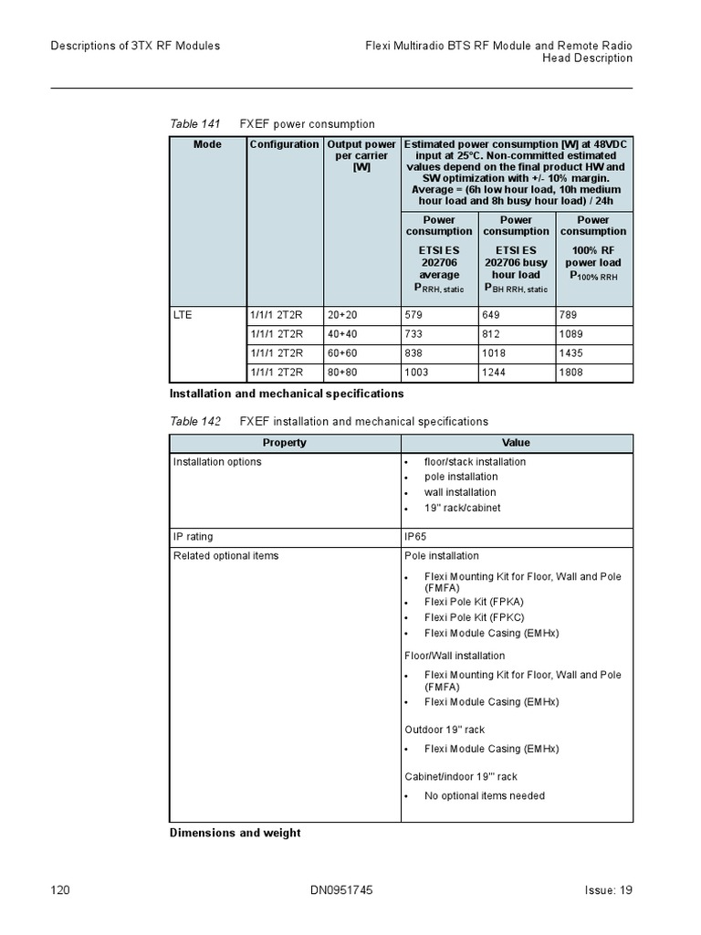 RRU Nokia Power & Installation Specs | PDF | Information And ...