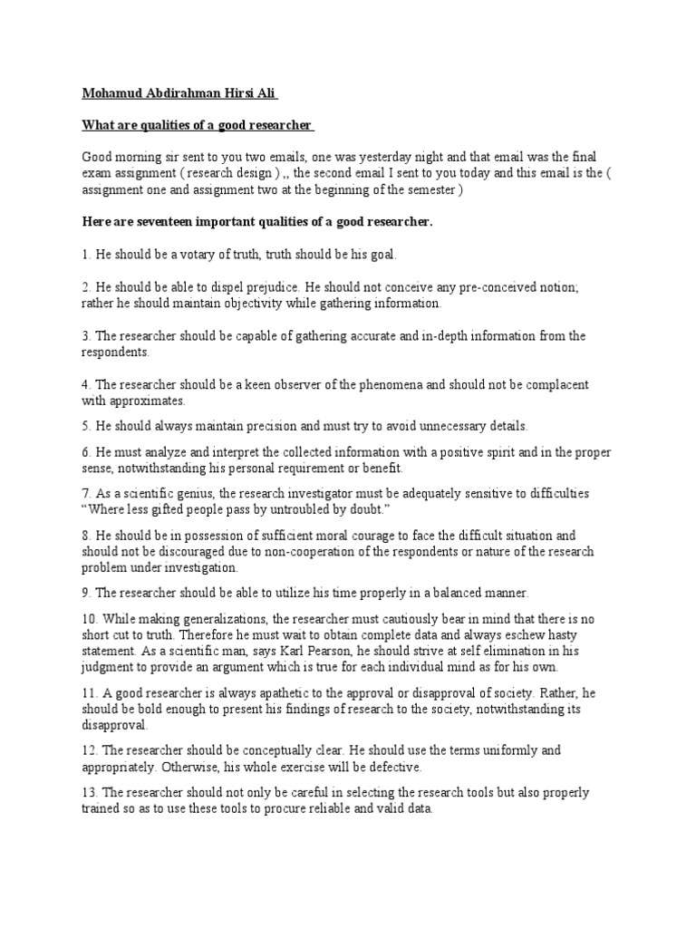 What Are Qualities of A Good Researcher | PDF | Survey Methodology ...