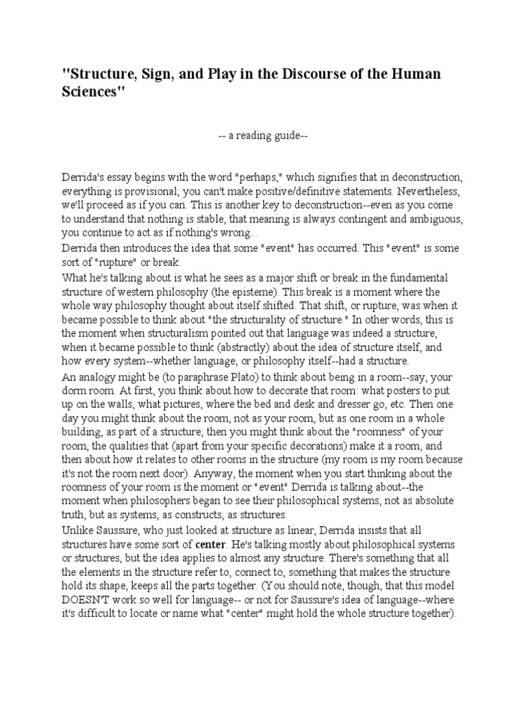 Structure, Sign, and Play in The Discourse of The Human Sciences ...