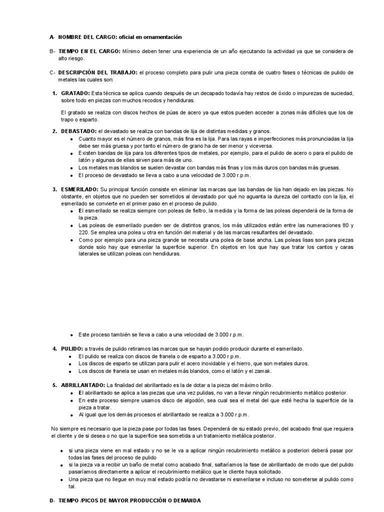 Proceso de Pulido de Metales: Técnicas y Roles | PDF | Herramientas | Acero