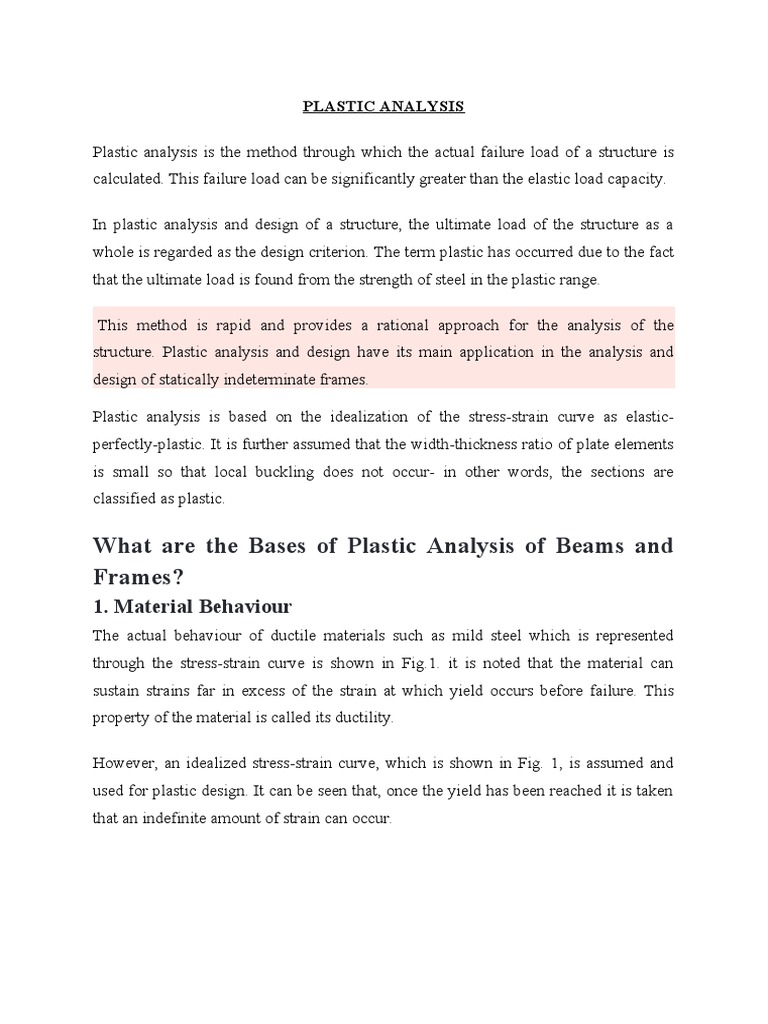 An Overview of the Fundamental Concepts and Assumptions of Plastic ...