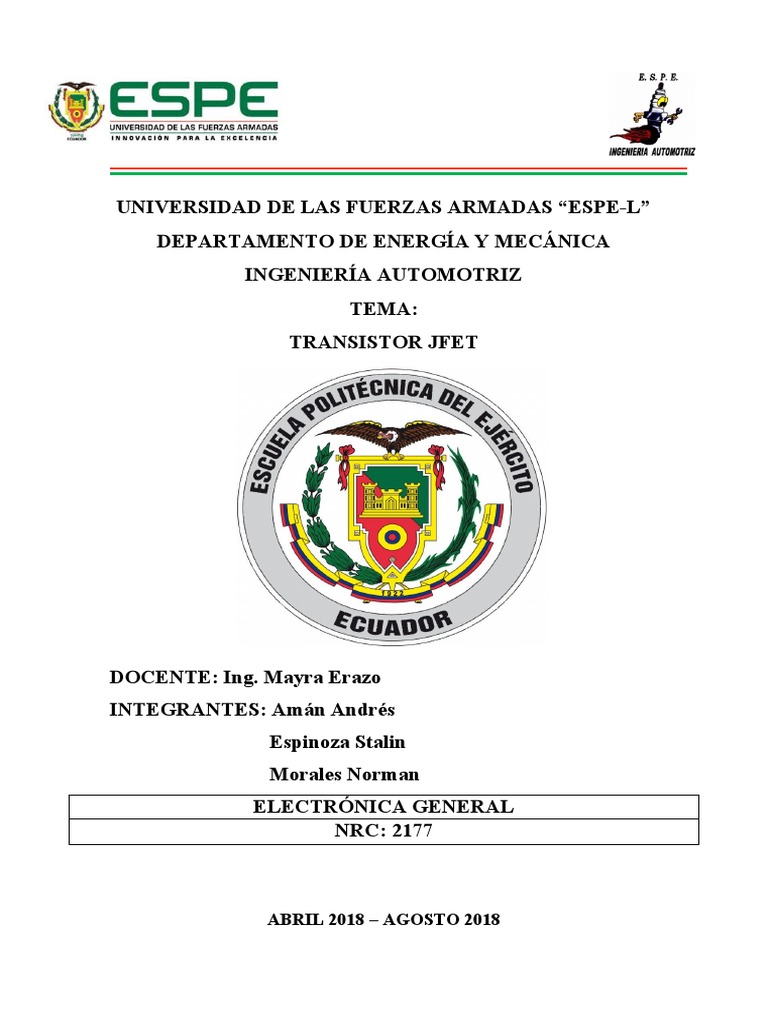 Resumen y Fórmulas Transistores Jfet - Grupo1 | PDF | Transistor ...