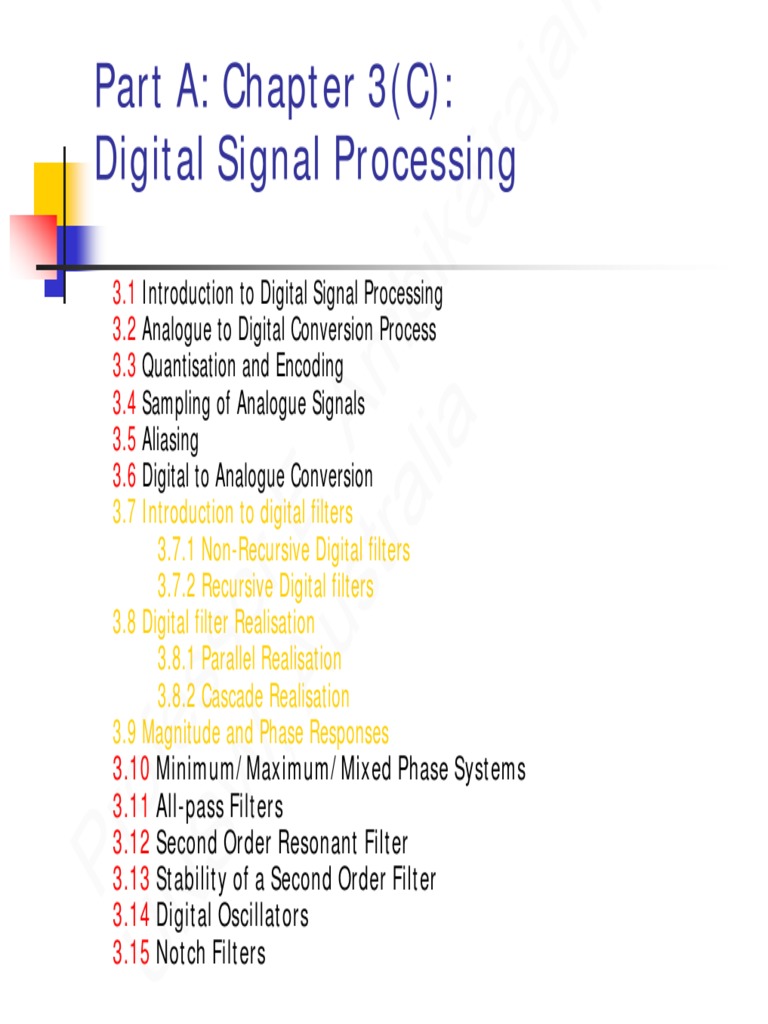 E. Ambikairajah Australia: Part A: Chapter 3 (C) : Digital Signal ...
