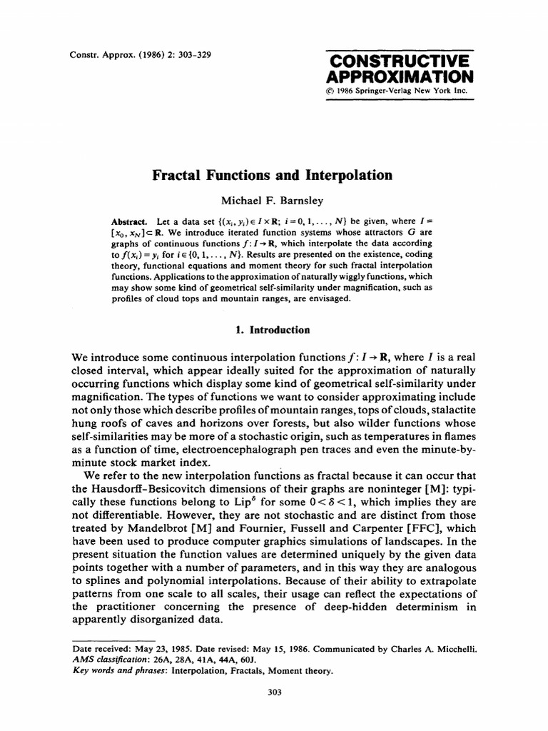 Fractal Interpolation Functions | PDF | Interpolation | Integral