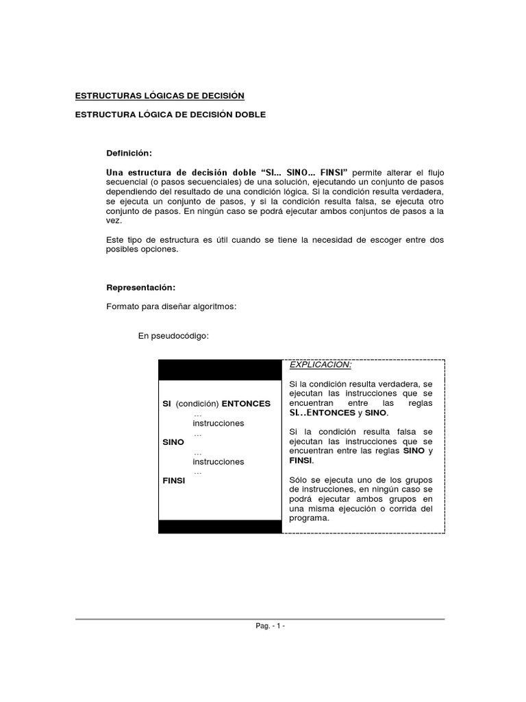 Estructuras Logicas de Decision Doble Ejercicios | PDF | Algoritmos | Matemáticas Aplicadas