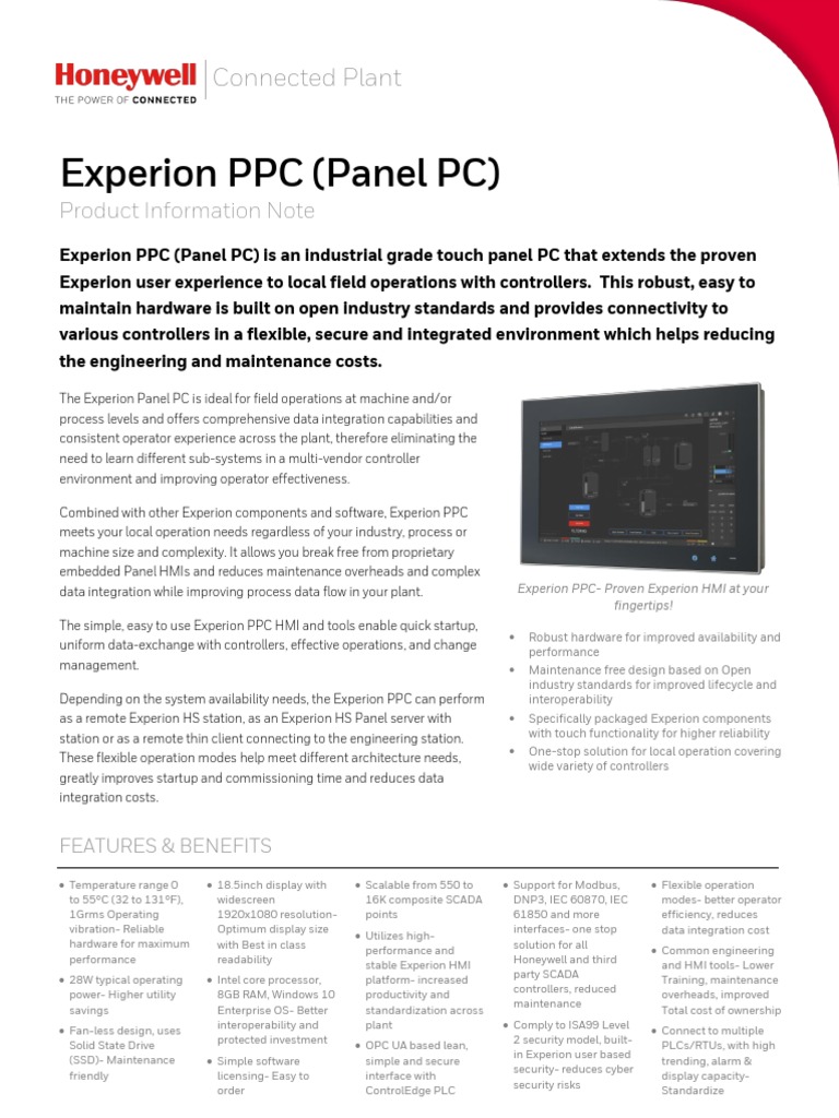 Experion PPC (Panel PC) : Connected Plant | PDF | Scada | Programmable ...