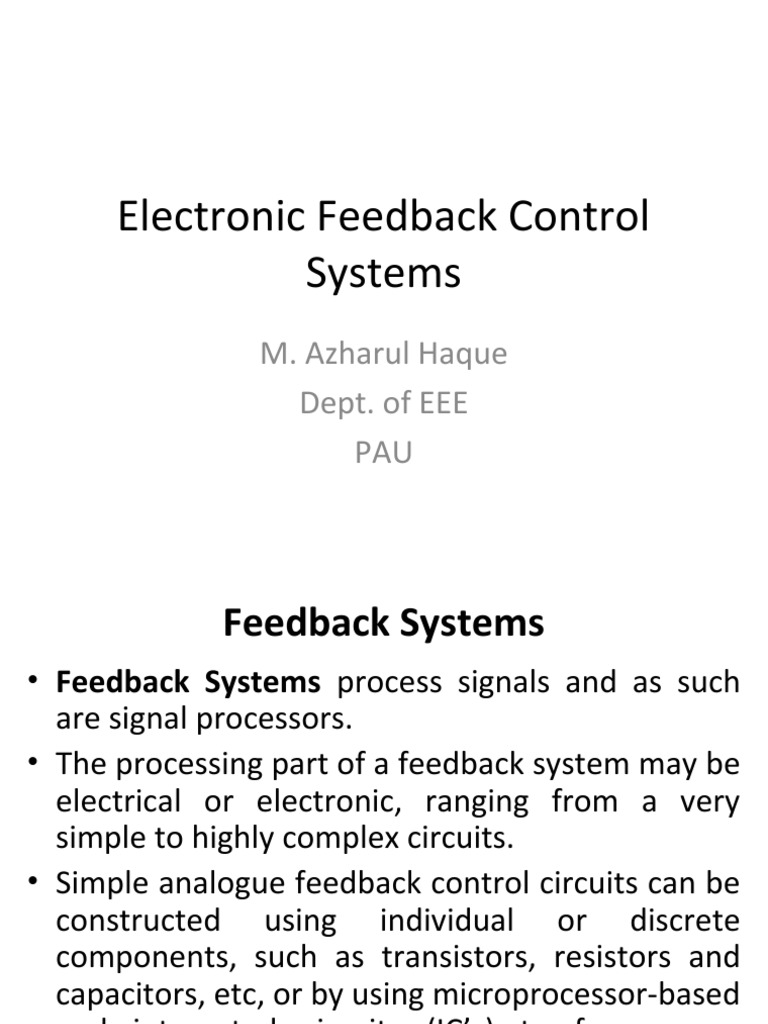 Lesson #1 Lecture #2 Examples of Feedback Control Systems | PDF ...