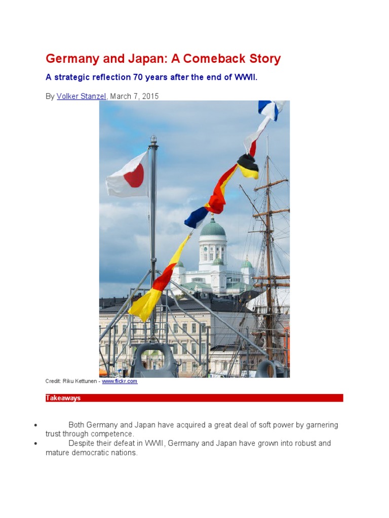 Germany and Japan: A Comeback Story: A Strategic Reflection 70 Years ...