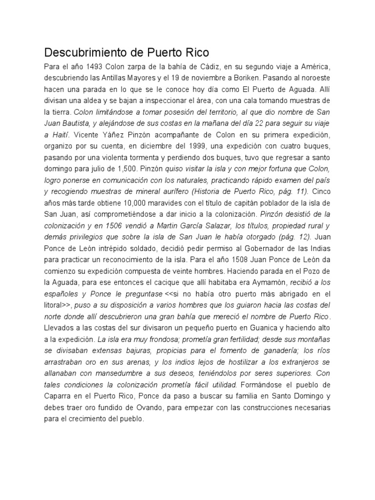 Descubrimiento de Puerto Rico | PDF | Puerto Rico | Viajes de Cristóbal ...