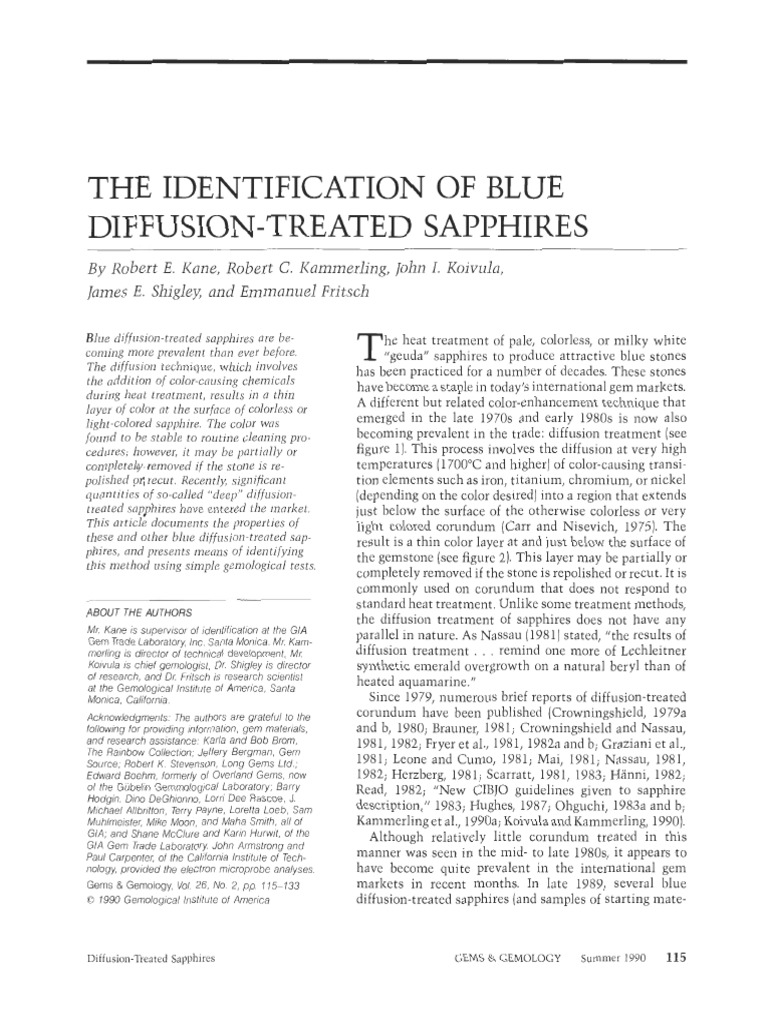 The Identification of Blue Diffusion Treated Sapphires PDF | PDF ...