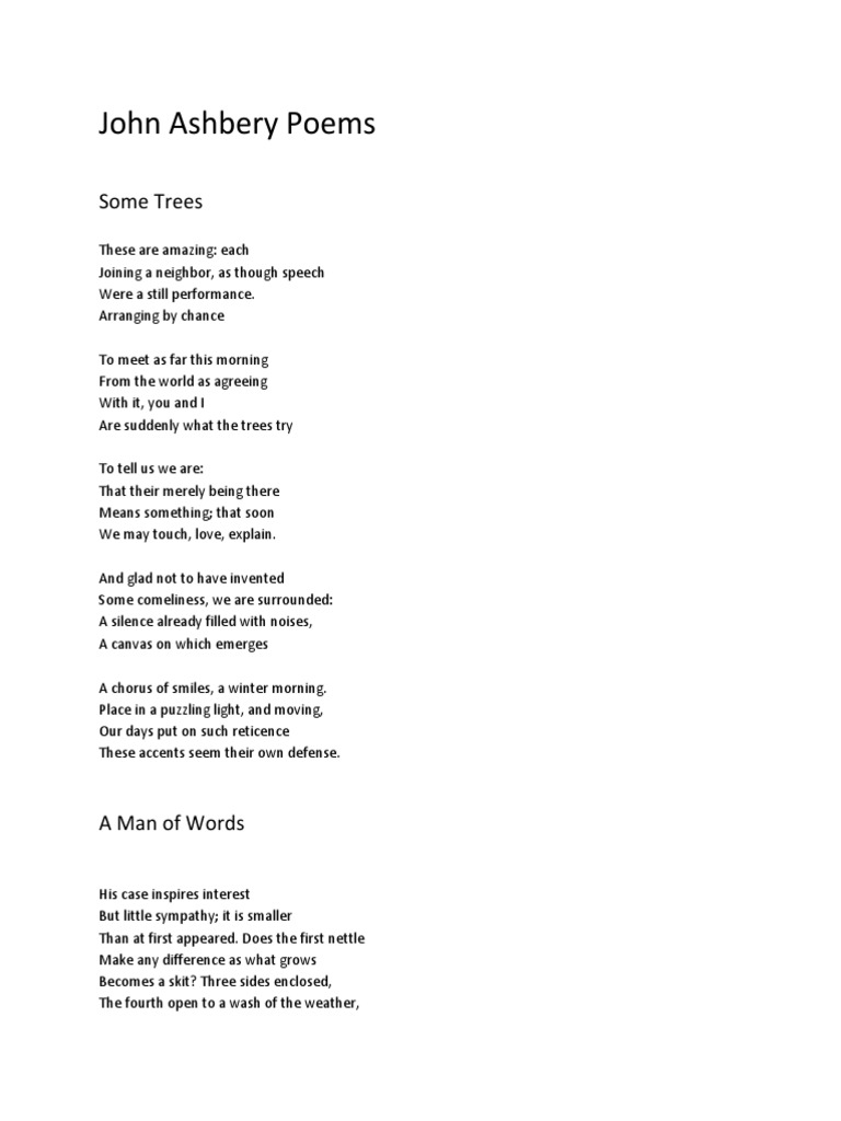 John Ashbery Poems: Some Trees | PDF | American Comic Strips | Nature