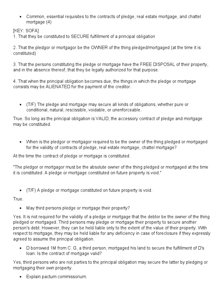 Pledge, Mortgage, Antichresis | PDF | Mortgage Law | Foreclosure