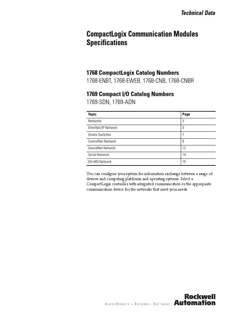 1769-td007 - CompactLogix Communication Modules Specification | PDF | Computer Network | Ethernet