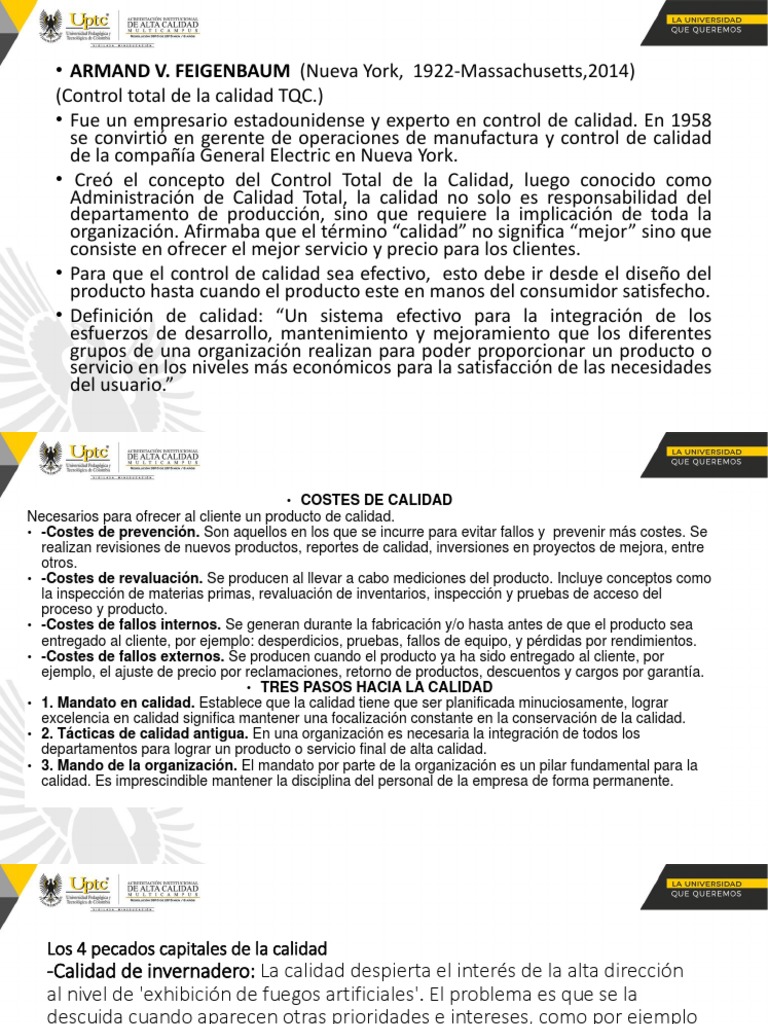 Feigenbaum y el Control Total de Calidad | PDF | Calidad (comercial) | Gestión de la cadena de ...