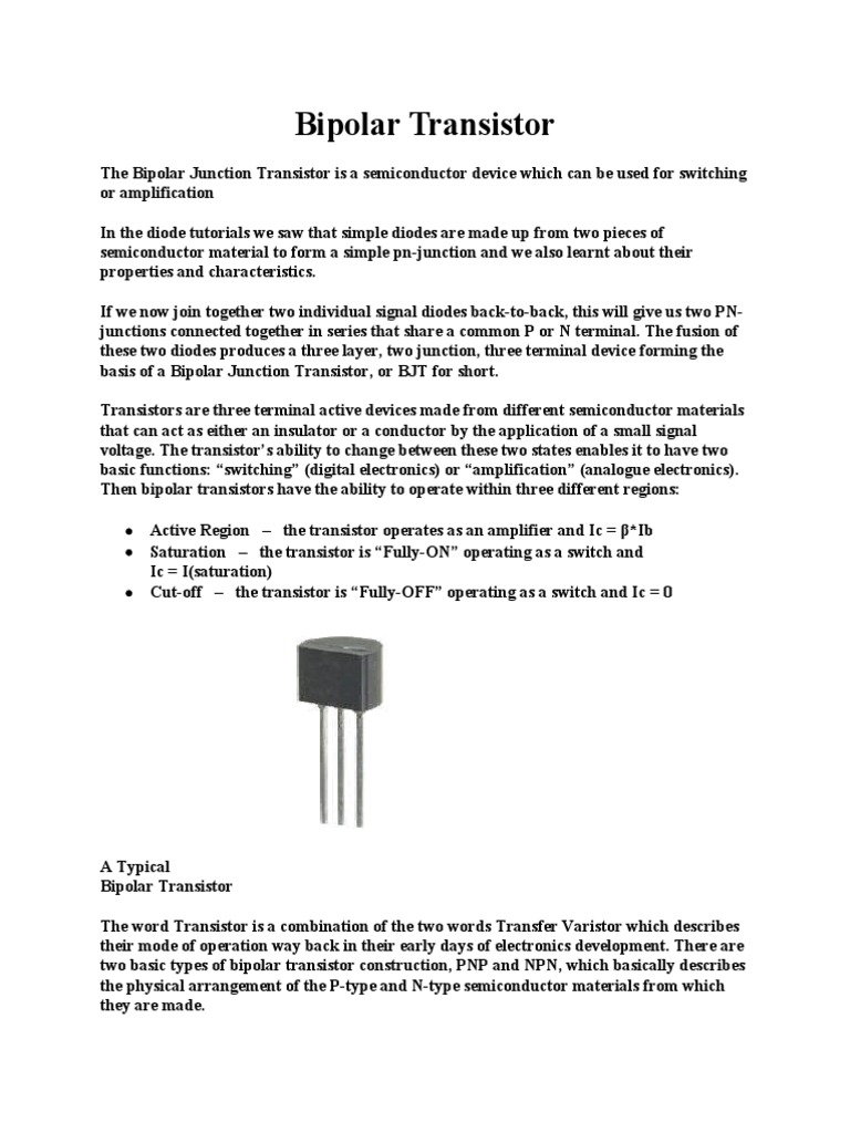 Bipolar Transistor | PDF | Bipolar Junction Transistor | Transistor