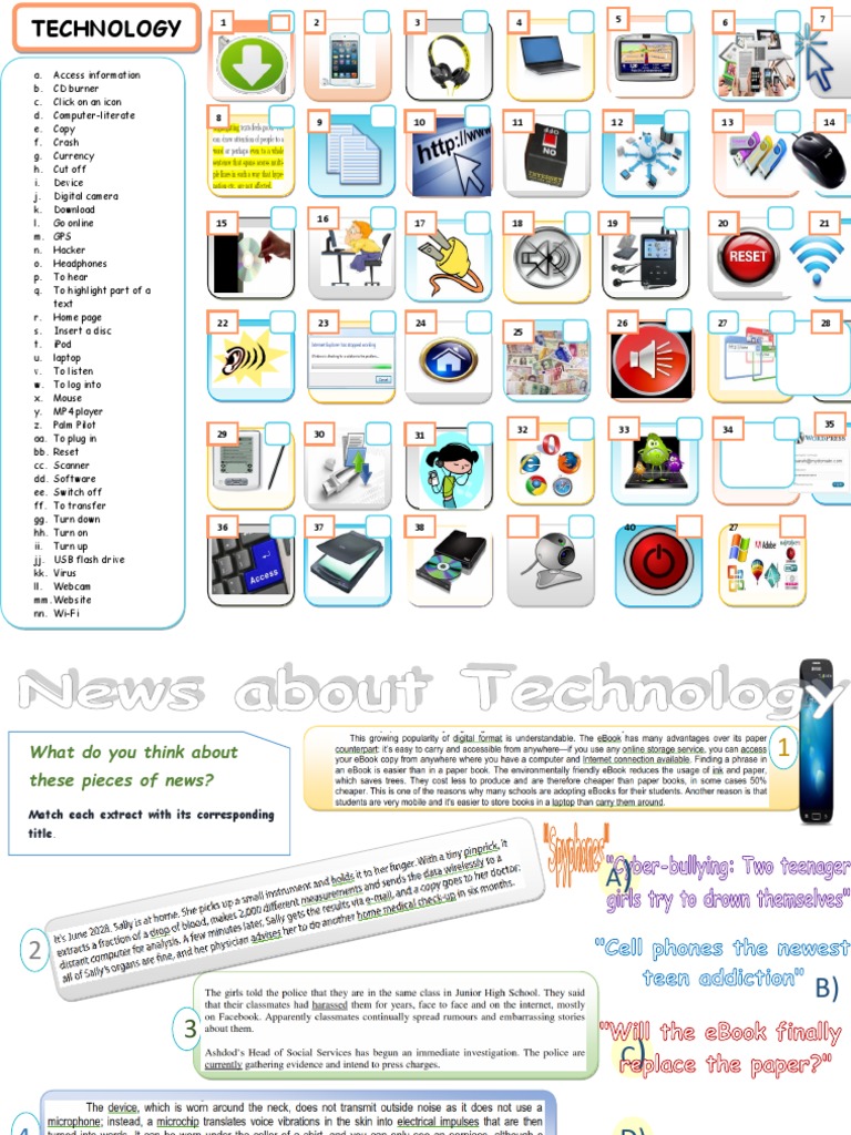 Technology Vocabulary for Pictionary | PDF | Teaching Methods & Materials