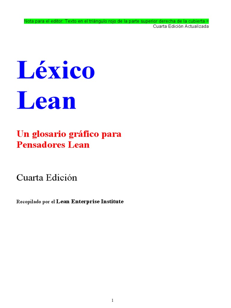 Léxico Lean - Lean Institute Enterprise PDF | PDF | Consumo (economía) | Calidad (comercial)