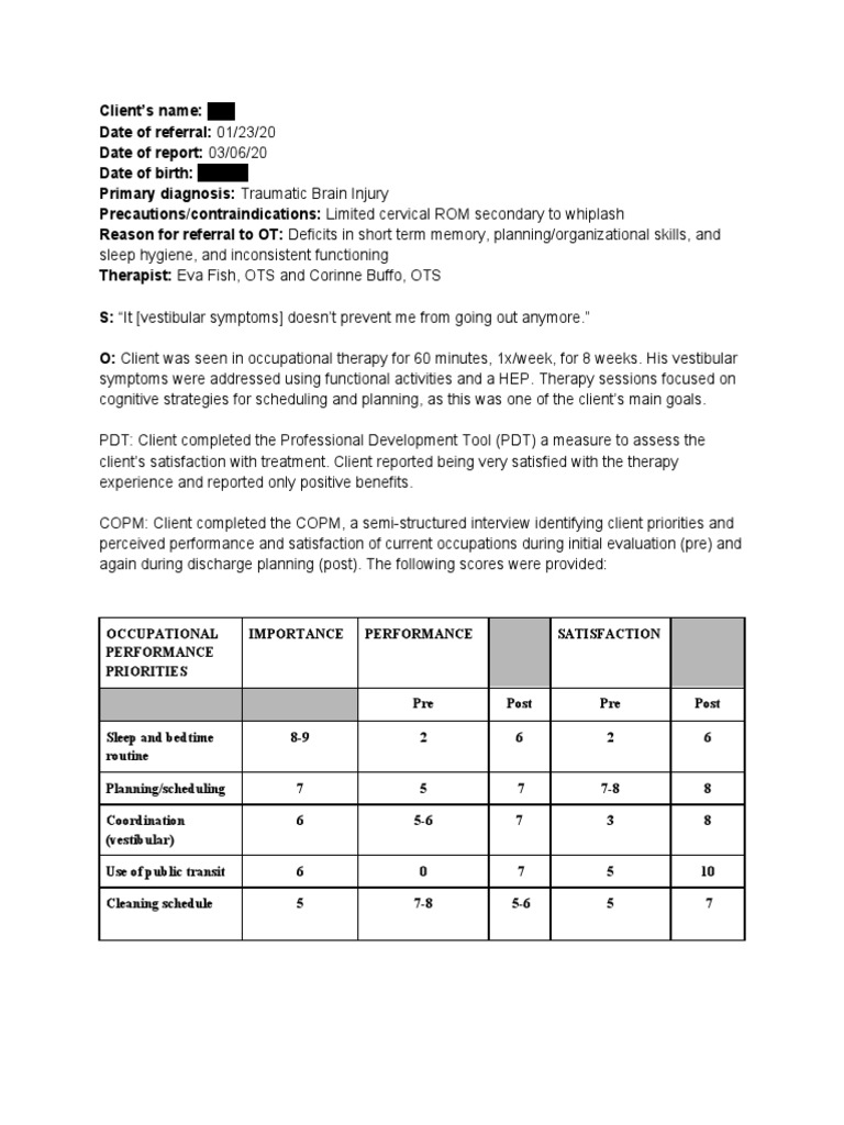 Discharge Summary 3 5 | PDF | Occupational Therapy | Human Diseases And ...