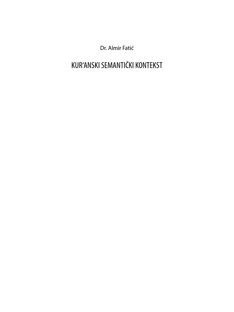 Almir Fatic Kuranski Semanticki Kontekst PDF | PDF