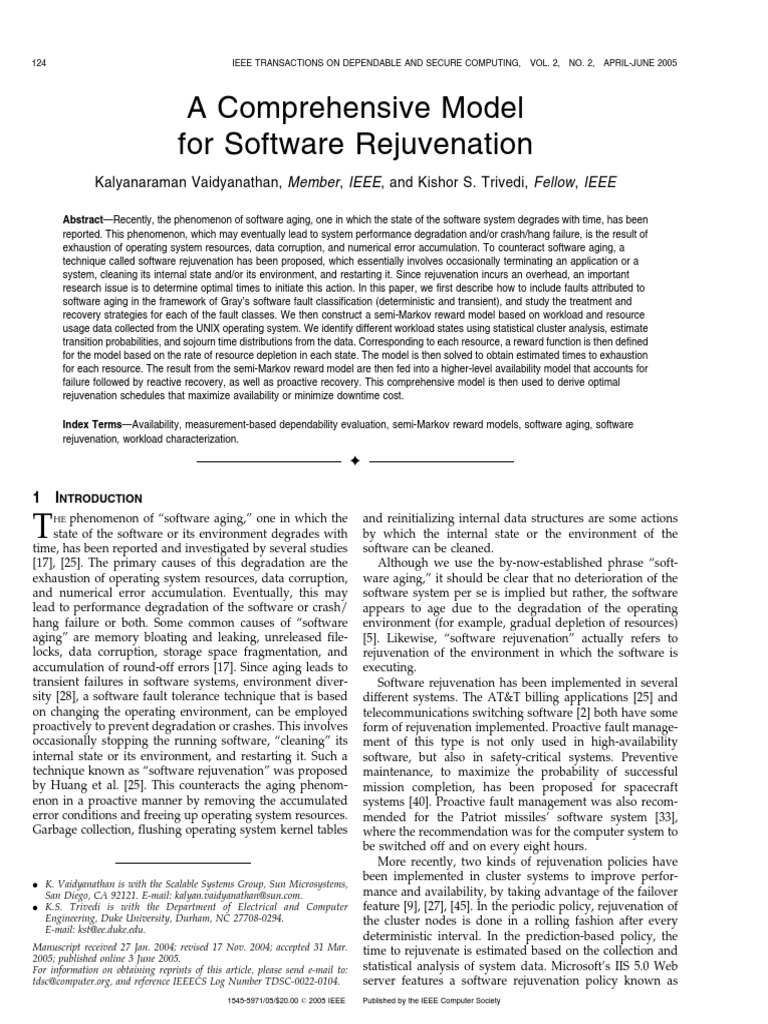 IEEE TDSC 2005 Rejuv SMP | PDF | Cluster Analysis | Statistics
