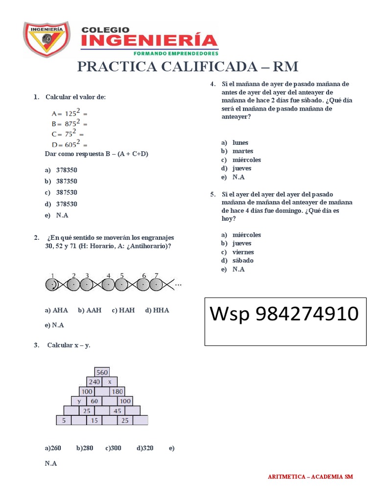 Practica Calificada - RM | PDF