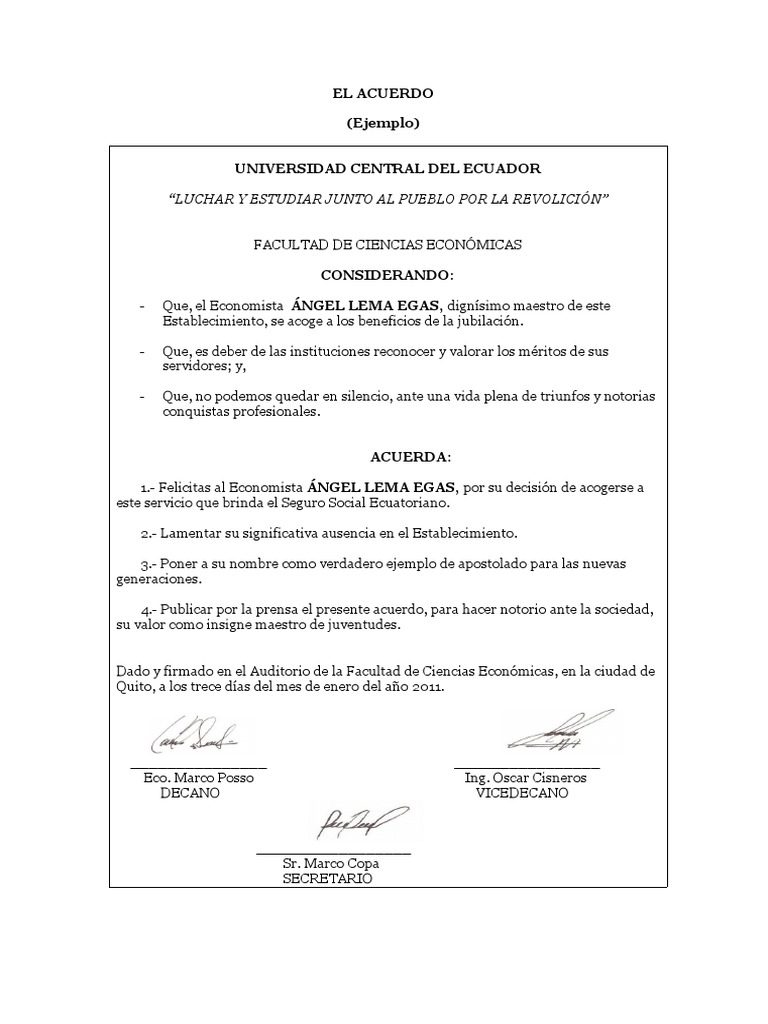 Acuerdo (Ejemplo) | PDF