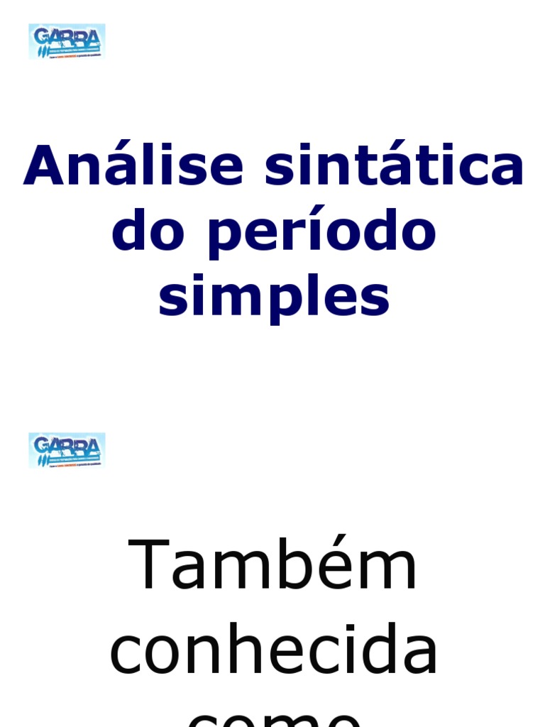 Analise Sintatica Periodo Simples | PDF | Assunto (gramática ...