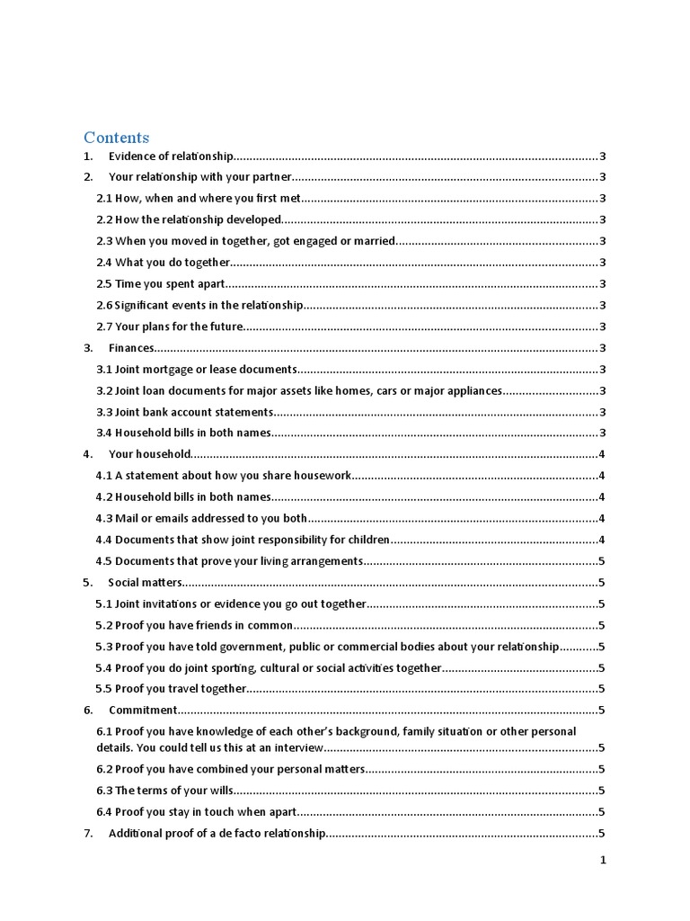 Evidence of Relationship Template | PDF | De Facto | Travel Visa