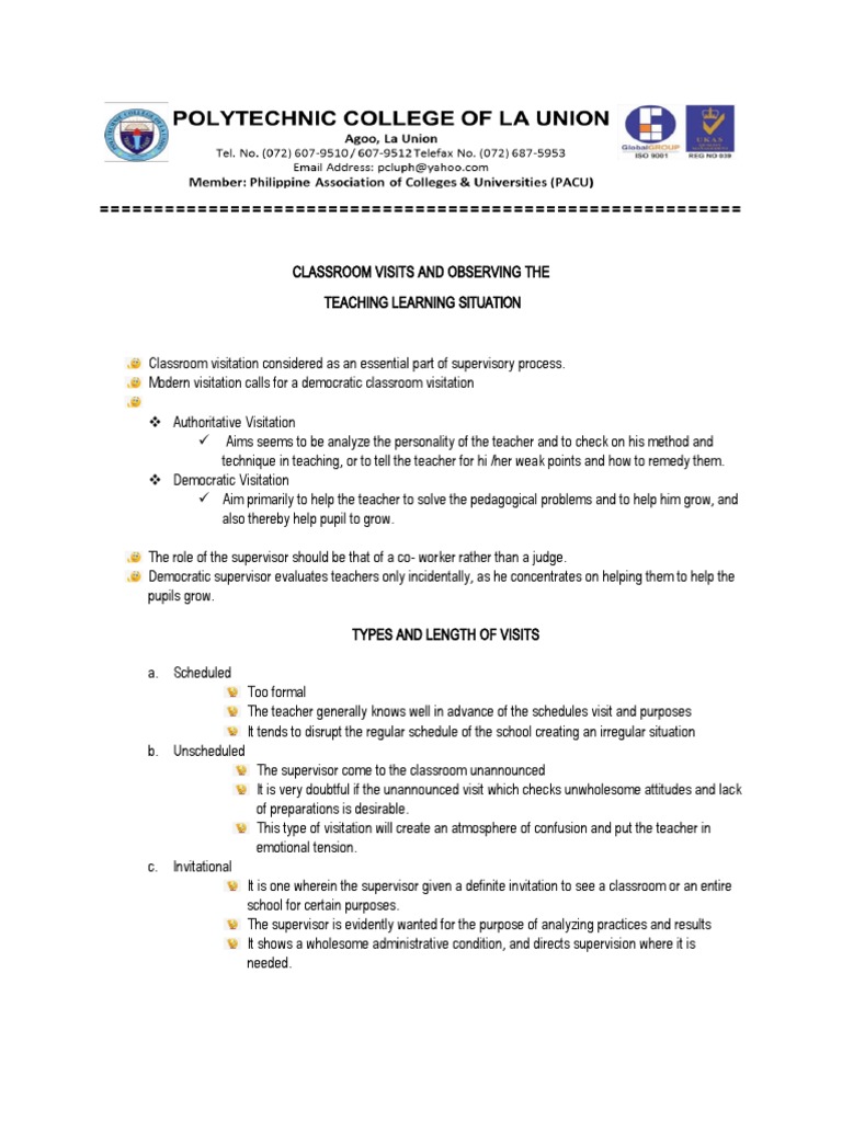 Guiding Principles and Best Practices for Effective Classroom Visits ...
