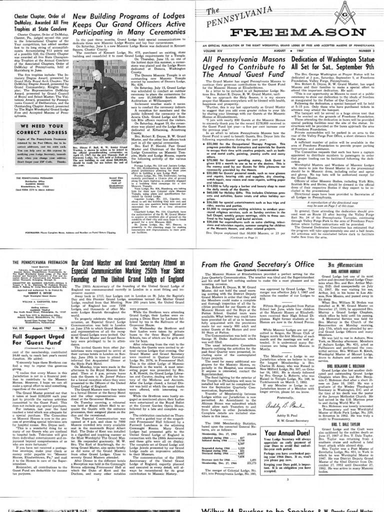 Programs of Officers Active New Keeps Many Ceremonies: Lodges Grand ...