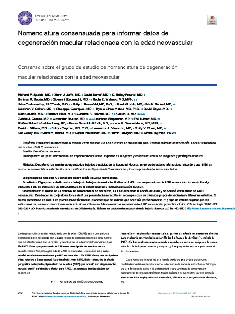 Nomenclatura de DMRE | PDF | Taxonomía (biología) | Factor de crecimiento vascular endotelial