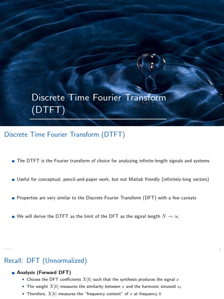 Discrete Time Fourier Transform (DTFT) | PDF | Discrete Fourier ...