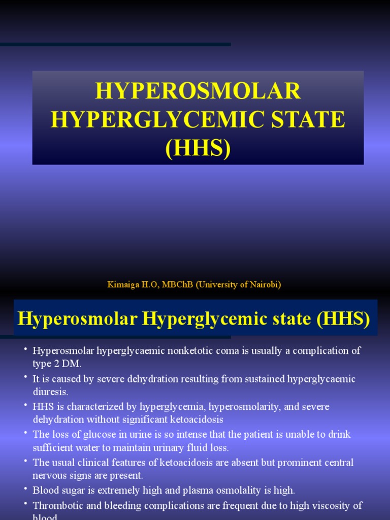 Hyperosmolar Hyperglycemic State (HHS) | PDF | Hyperglycemia | Clinical ...
