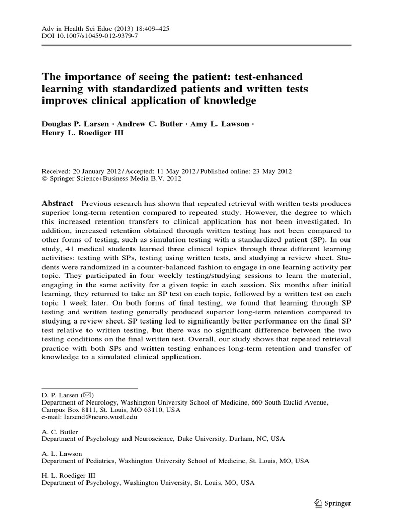 0Butler-Larsen2013-Transfer of Knowledge | PDF | Recall (Memory) | Simulation