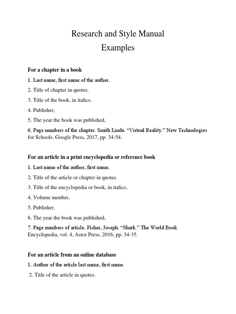 Research and Style Manual | PDF