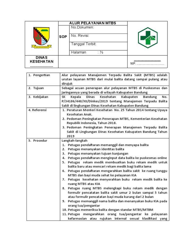 SOP Alur Pelayanan MTBS Kab. Bandung-Fin | PDF | Kesehatan Holistik | Sains & Matematika