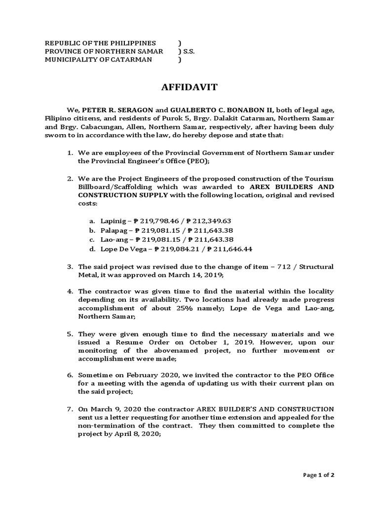 Affidavit of Termination | Download Free PDF | Affidavit | Justice