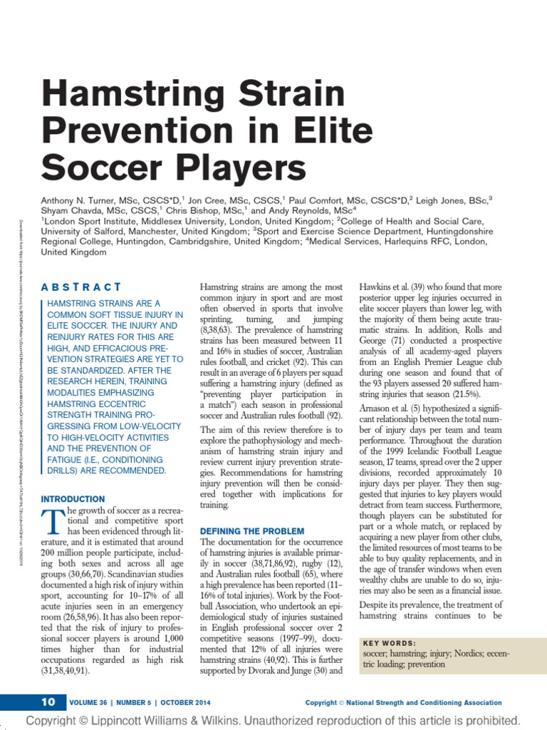 Hamstring Strain Prevention in Elite Soccer.2 | PDF | Muscle | Muscle ...