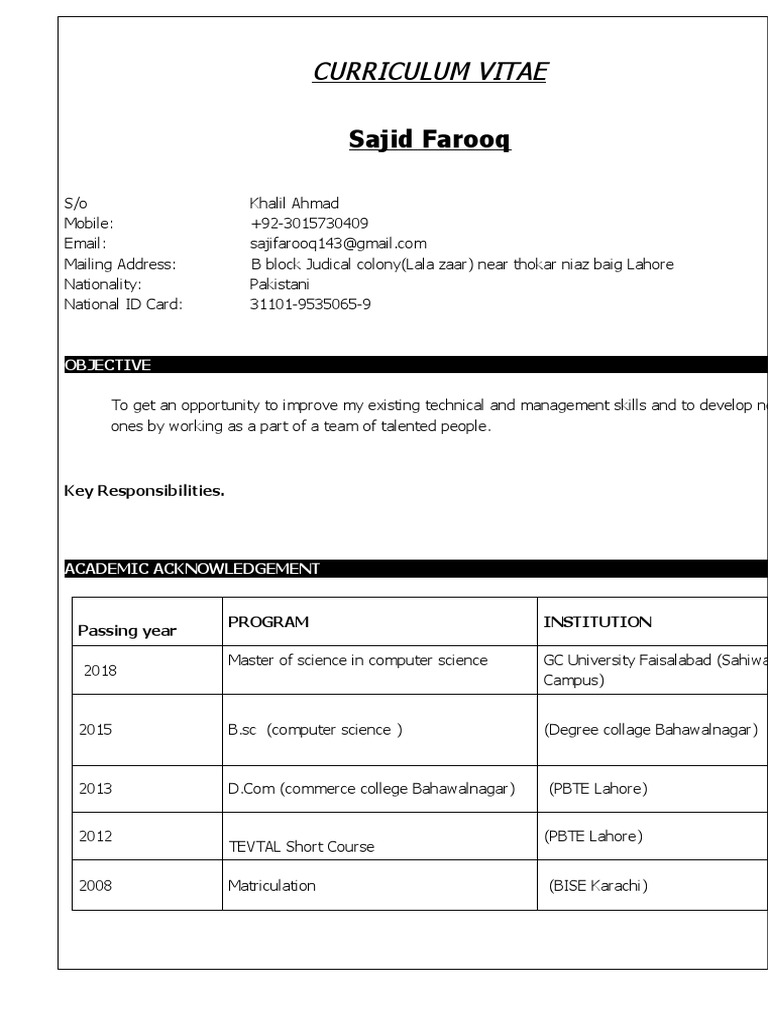 Sajid CV