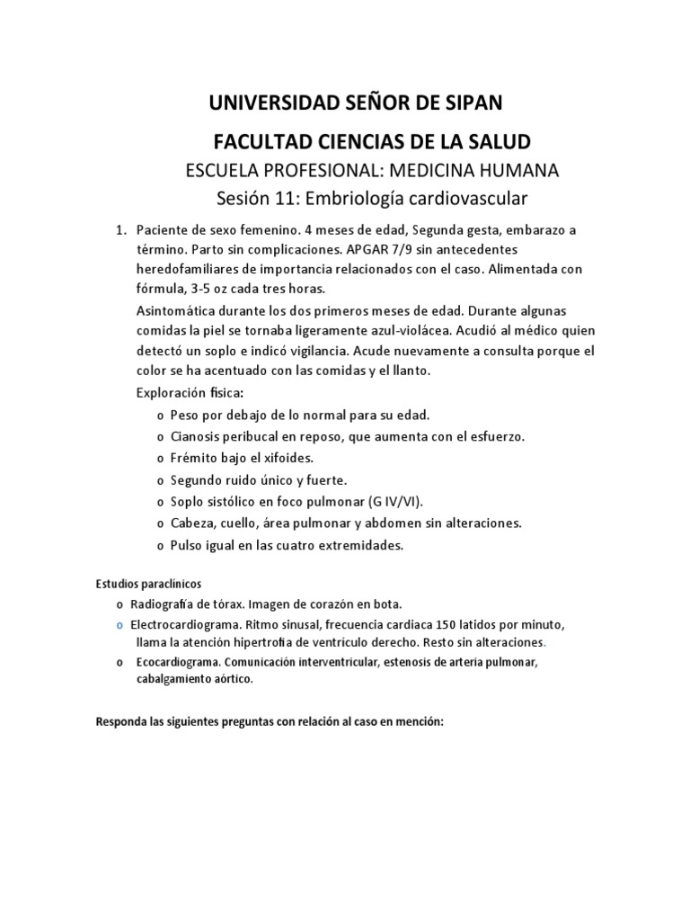 Caso Embrio | PDF | Corazón | Fisiología